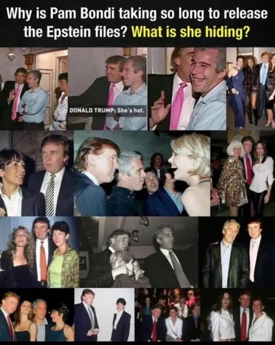 What is taking Pam Bondi so long in charging anyone regarding The Epstein Files? Why doesn't she ...