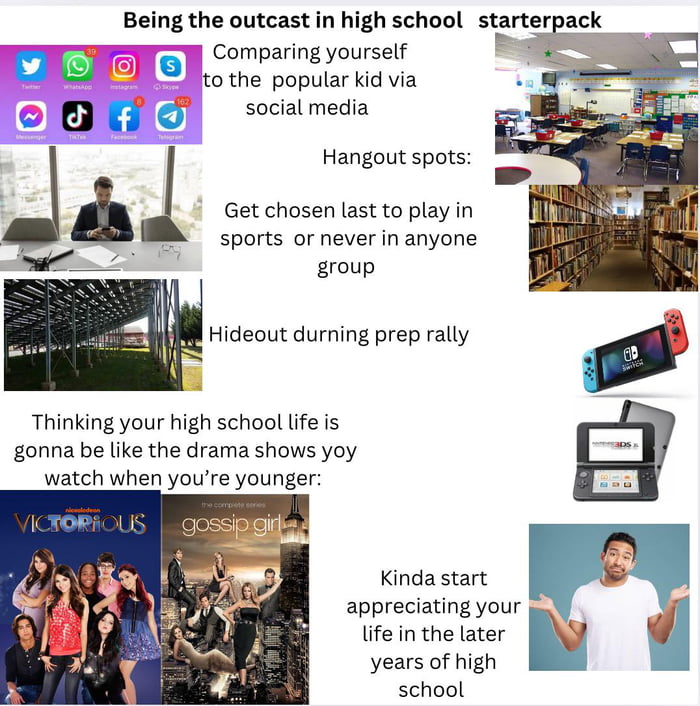 Being the outcast in high school starterpack - 9GAG