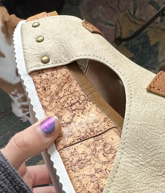 Printed cork picture on shoe, not real cork - 9GAG