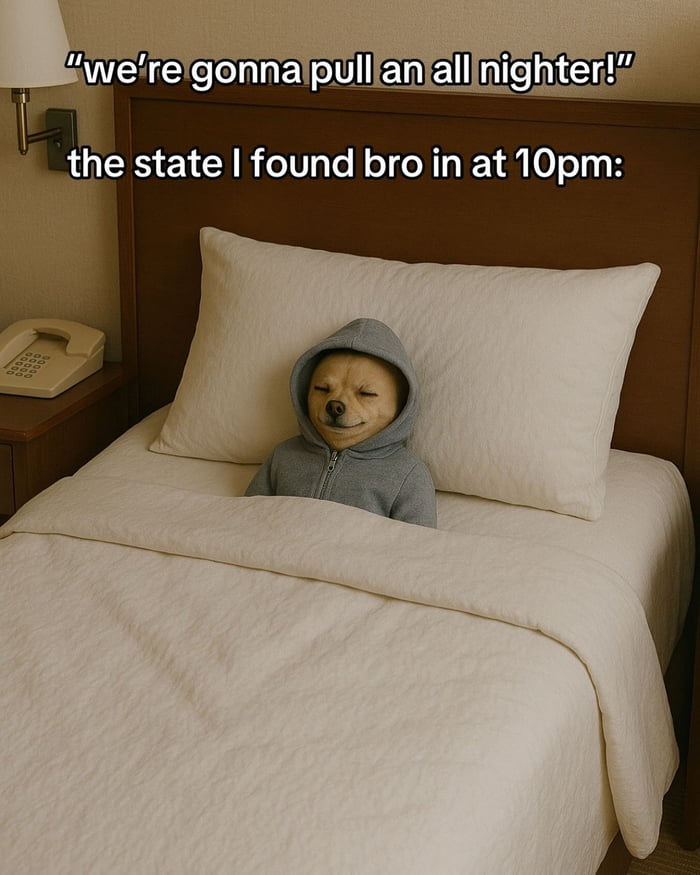 Well, that all-nighter plan went to sleep - 9GAG