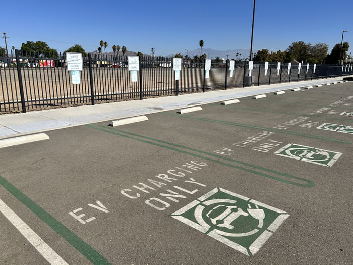 1/3 of this parking lot was labeled “EV charging only.” Only one issue ...