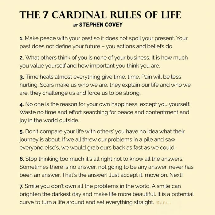 A cool guide of 7 cardinal rules of life. - 9GAG