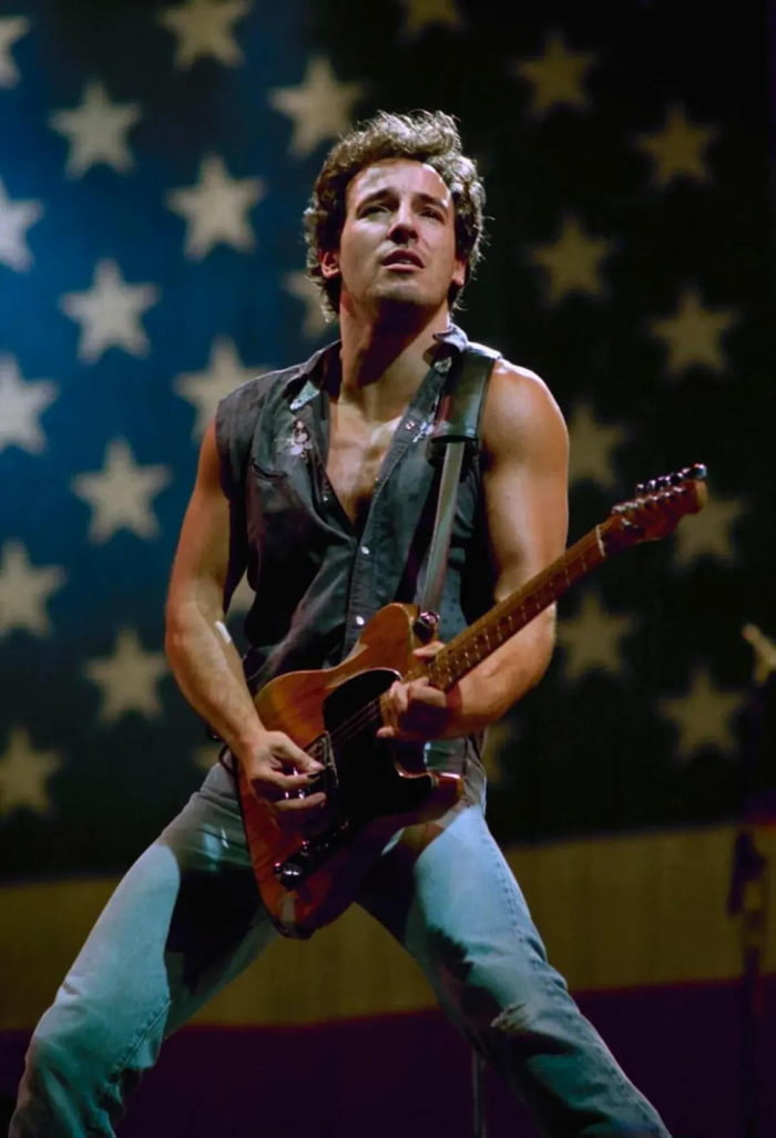 The Boss rocking out with the stars and stripes. - 9GAG