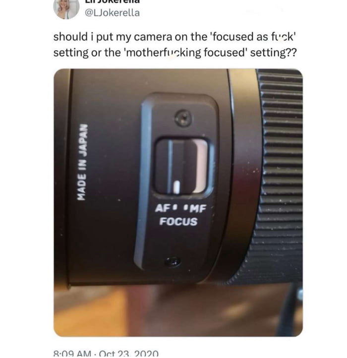 When the focus settings get a little too real. - 9GAG