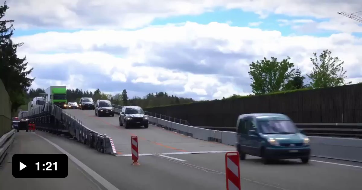 This mobile flyover bridge used in Switzerland allows maintenance work ...