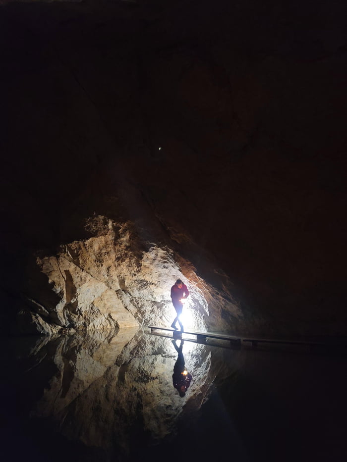 This perfect reflection in a completely still cave lake (Eisriesenwelt, Austria) - 9GAG