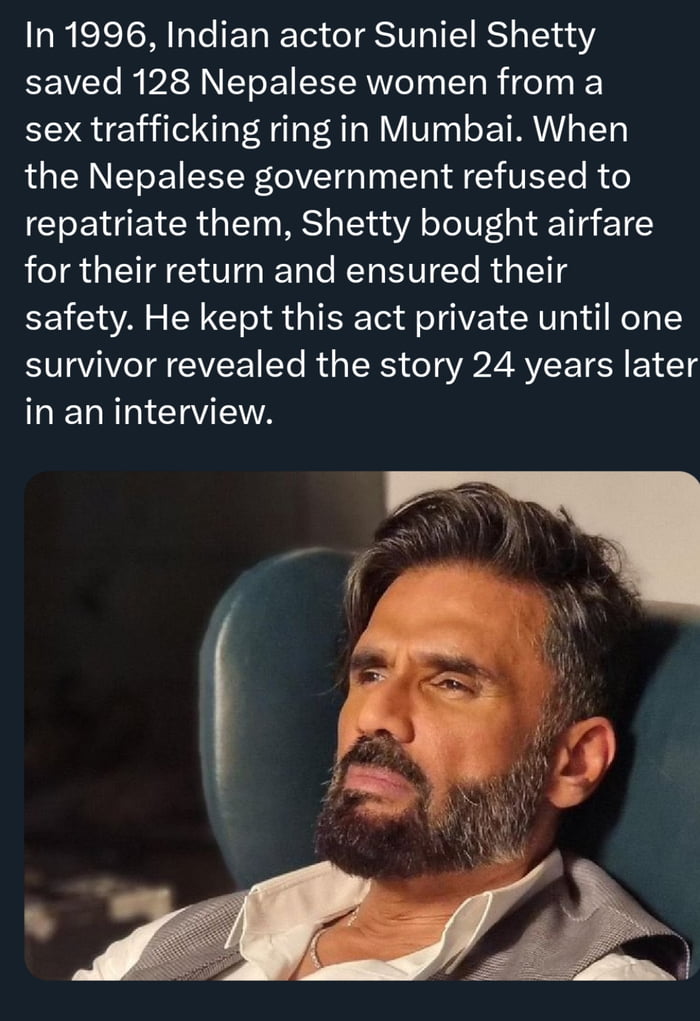 Suniel Shetty 🗿 Saves 128 women and tells no one for 24 years - 9GAG