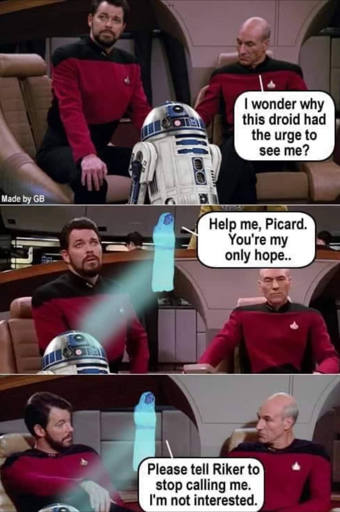 Big Willy Riker can't keep it in his pants. The crossover nobody needed. - 9GAG