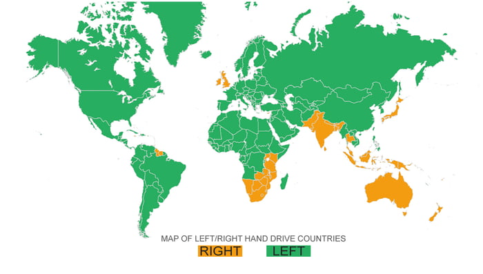 Left-hand vs Right-Hand Driving by Country - 9GAG