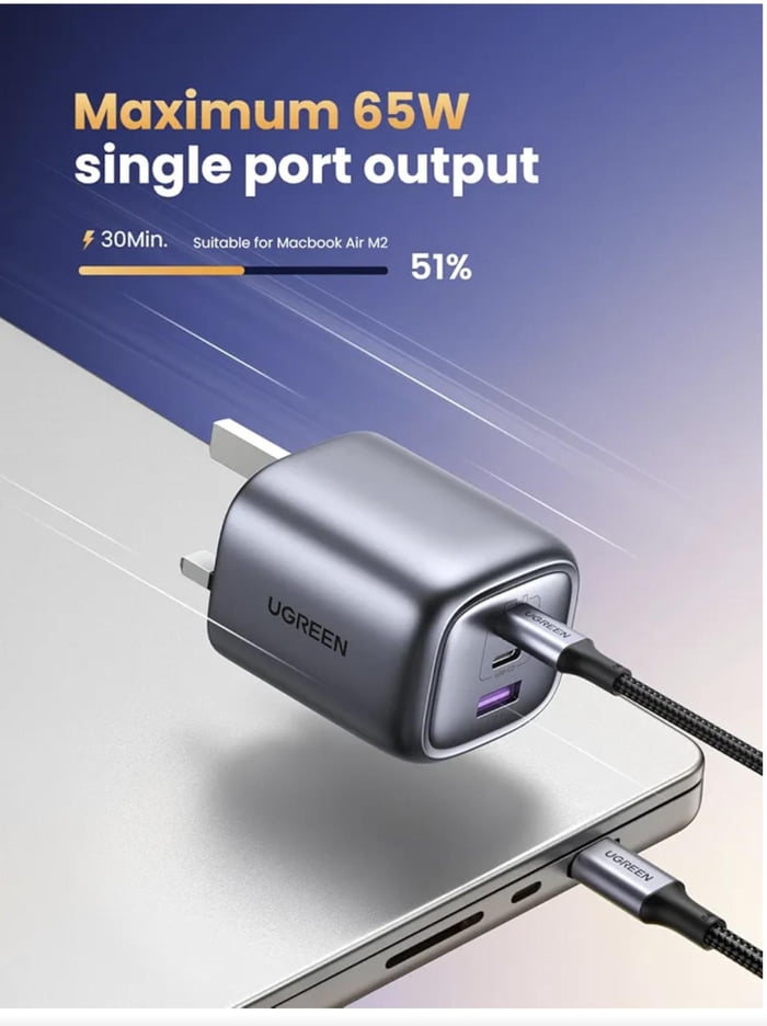 The USB-C cable is plugged into the HDMI PORT - 9GAG