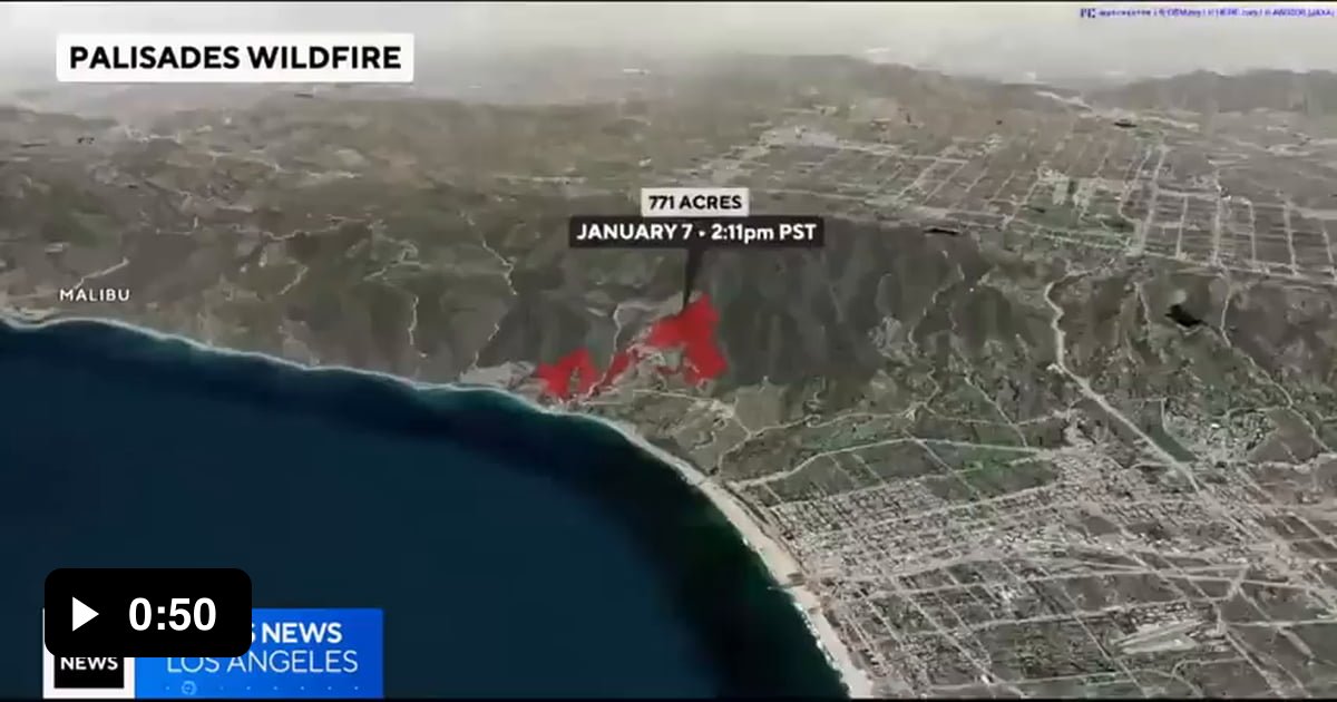 Animated Map Showing Timeline of the Palisades Fire - 9GAG