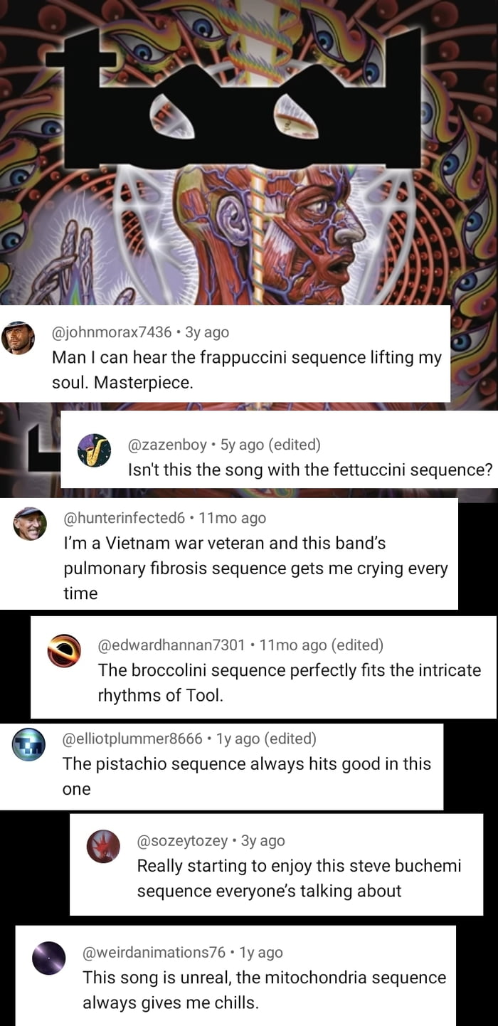 Me listening to a Tool song for the 1st time and reading the comments ...