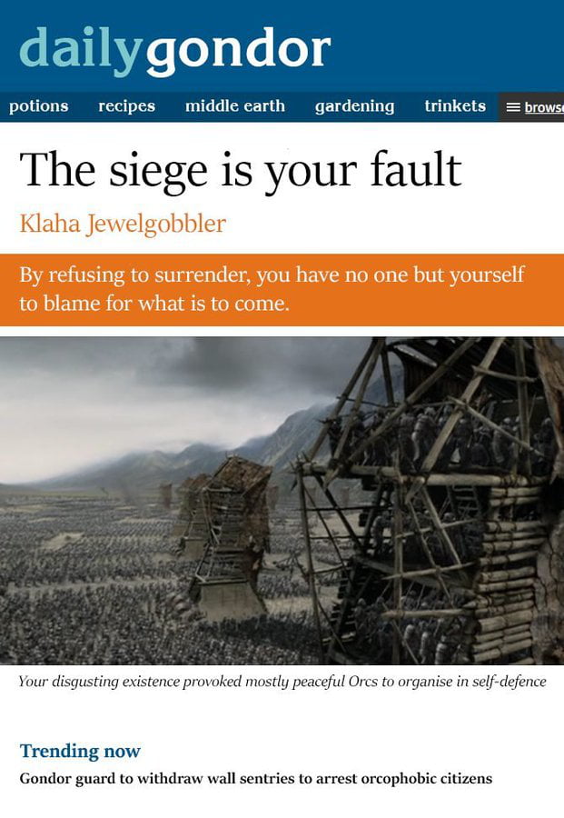 Siege of Gondor Self-Inflicted, Experts Say - 9GAG
