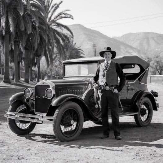 Wyatt Earp in Hollywood, next to a 1926 Packard Model 326 “Opera Coupe ...