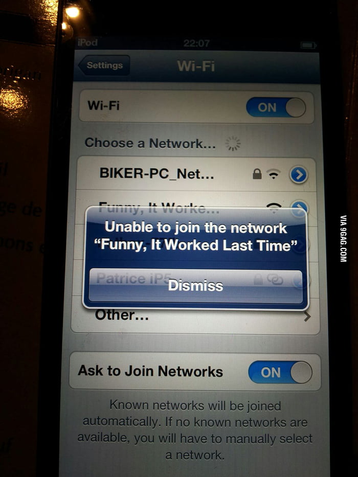 Going through the WiFi selections when suddenly... - 9GAG