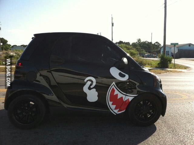 Saw this smart car today. I wanted to follow him to mario - 9GAG