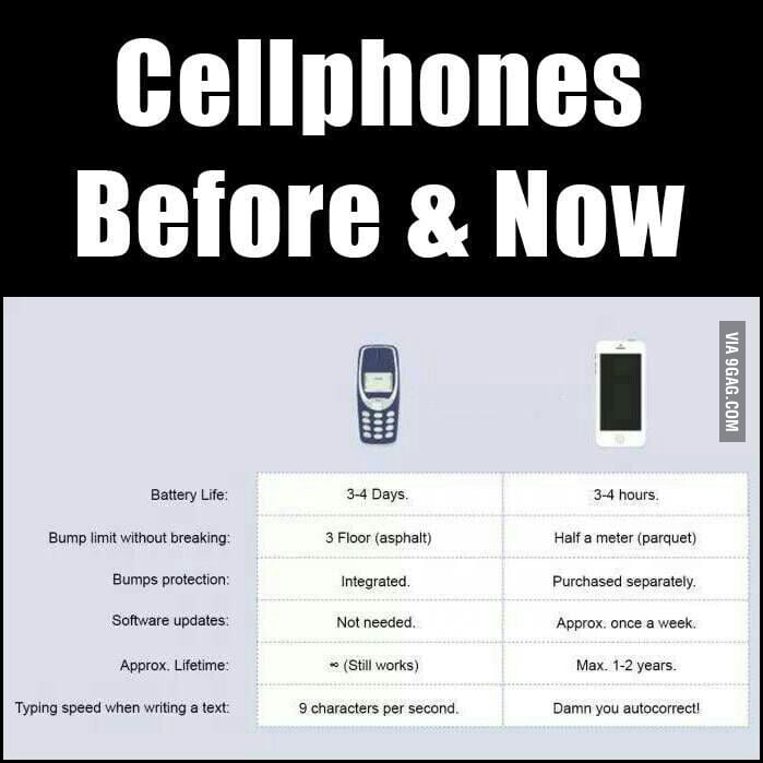 Cellphones.. Now & then! Damn you autocorrect!!! - 9GAG