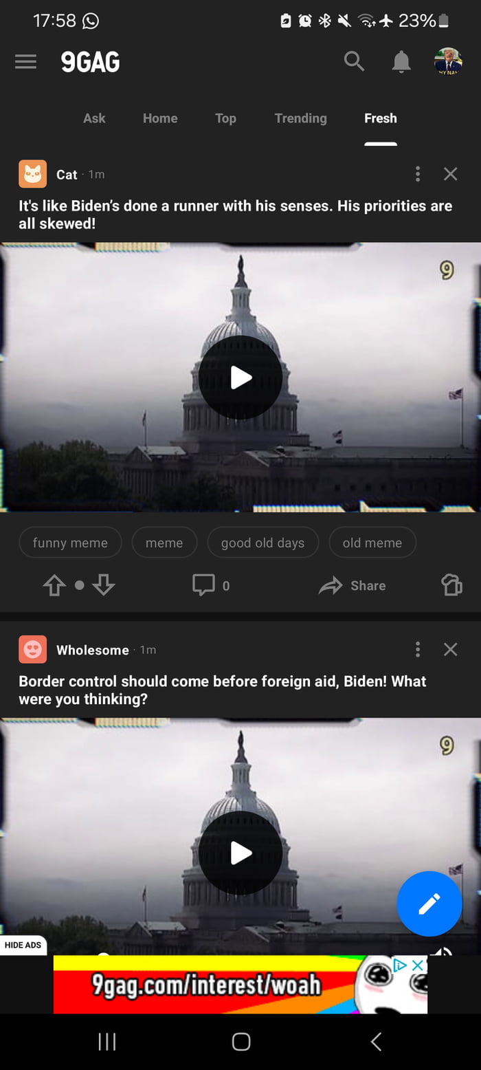 Two separate bot accounts only active 15 days.... - 9GAG