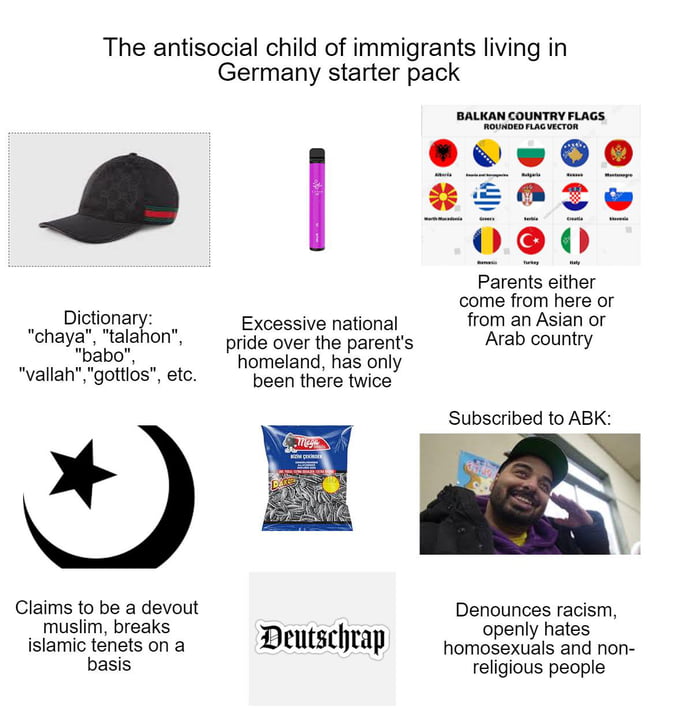 The antisocial child of immigrants living in Germany starter pack - 9GAG