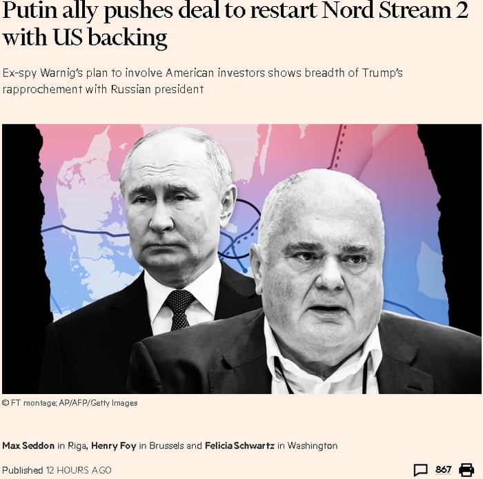 A Putin ally is in talks with the US to restart Nordstream 2 using US ...