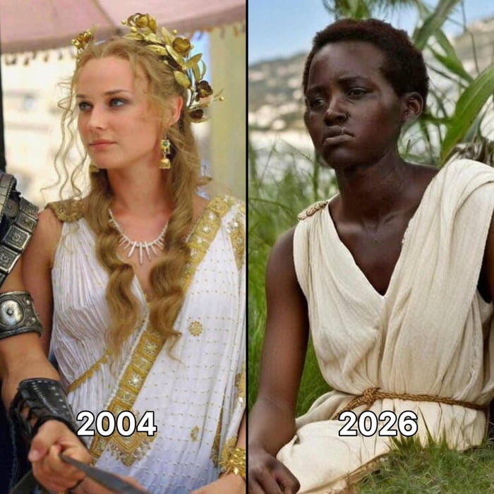 Helen of Troy (2004) vs. Helen of Troy (2026) Lupita Nyong'o is ...