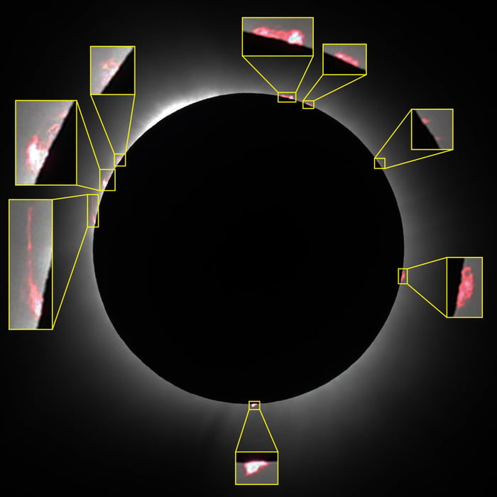 Solar Prominences from the April 8, 2024 Solar Eclipse - 9GAG