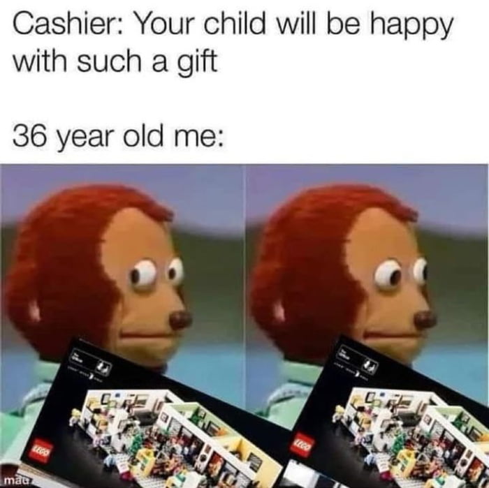 When the cashier assumes the Lego set is for a child, but it's clearly ...