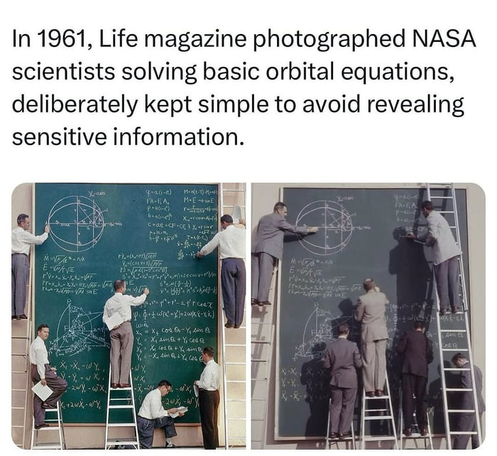 NASA scientists in 1961 making complex math look easy for the cameras ...