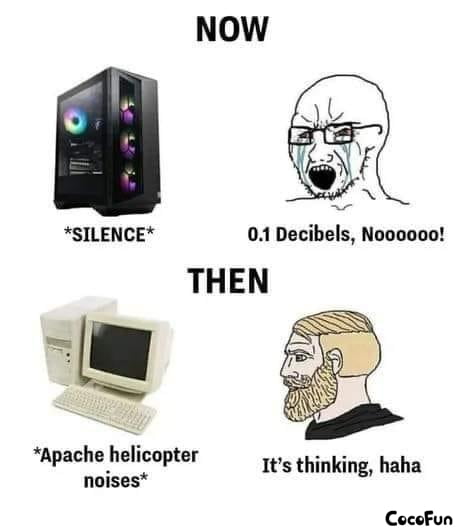 Silence? Mine sounds like a jet engine spooling up whenever the GPU's ...