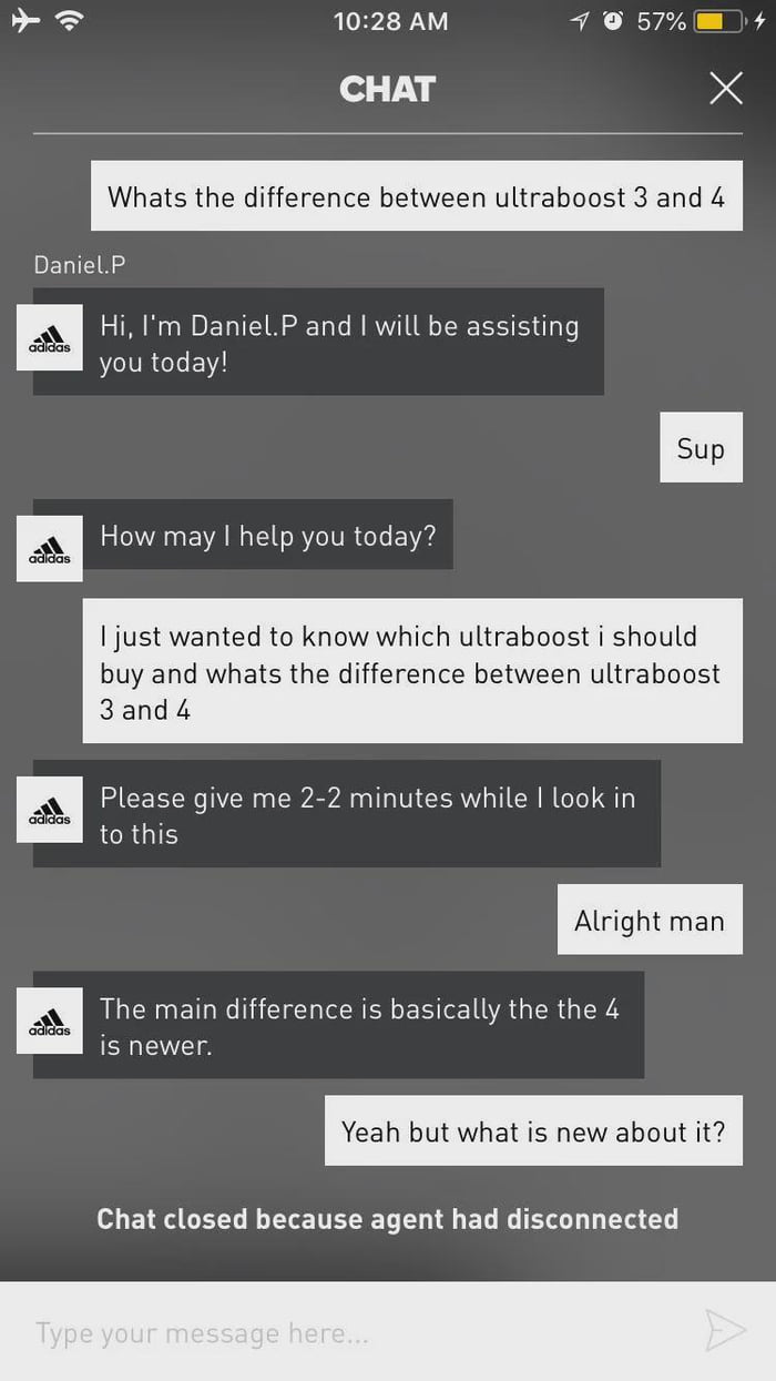 Always fun to text with adidas customer support - 9GAG