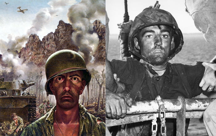 This picture, that one the left, is called "the 2000 yard stare" from ...