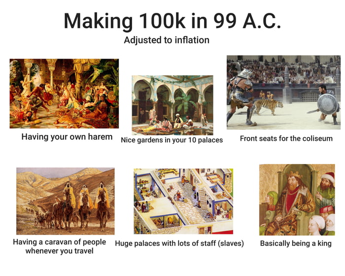 Making 100k in 99 A.C. Adjusted to inflation - 9GAG
