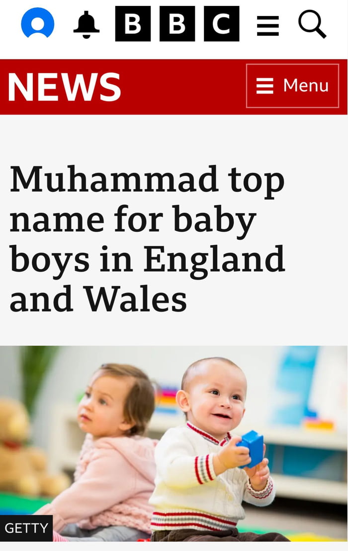 FYI it's been the top name for a decade now. RIP UK. - 9GAG