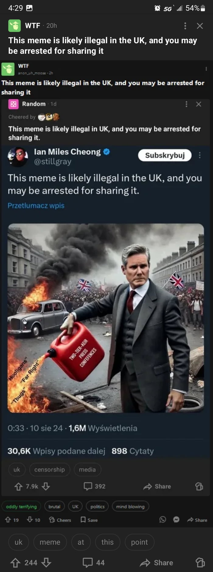 This meme is likely illegal in the UK, and you may be arrested for sharing it - 9GAG