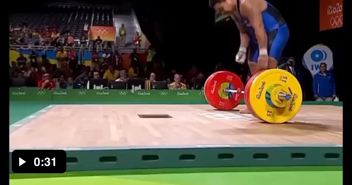 Olympic weightlifter fails his last weightlifting attempt ,but ...