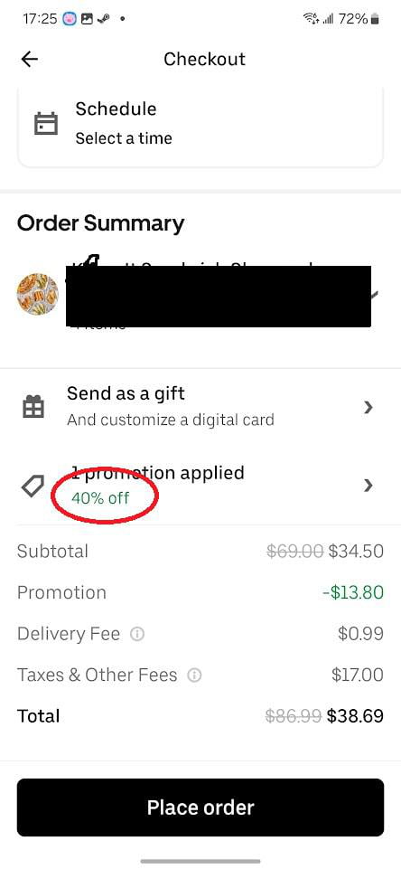 "40% off"... Uber Eats - 9GAG