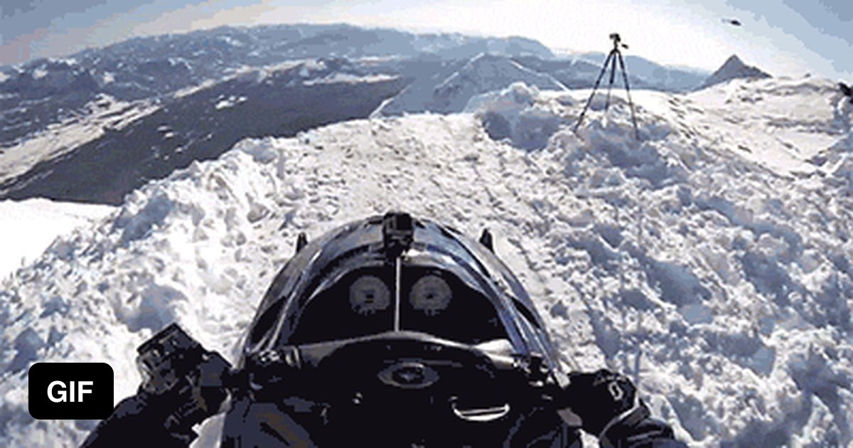 800 foot snow mobile cliff drop - 9GAG