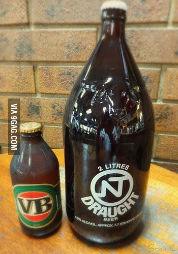 Cute litre can. This is the Darwin stubby! - 9GAG