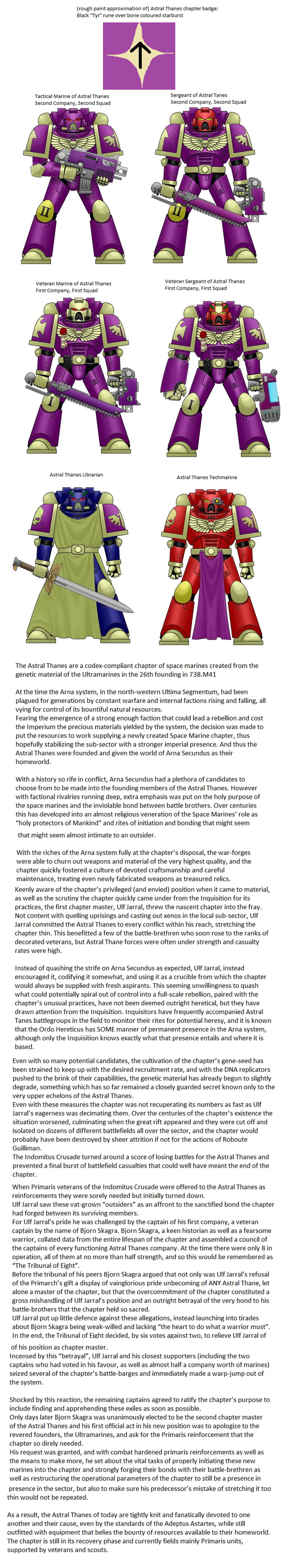 Uploaded a colour scheme for my chapter, the Astral Thanes, yesterday ...