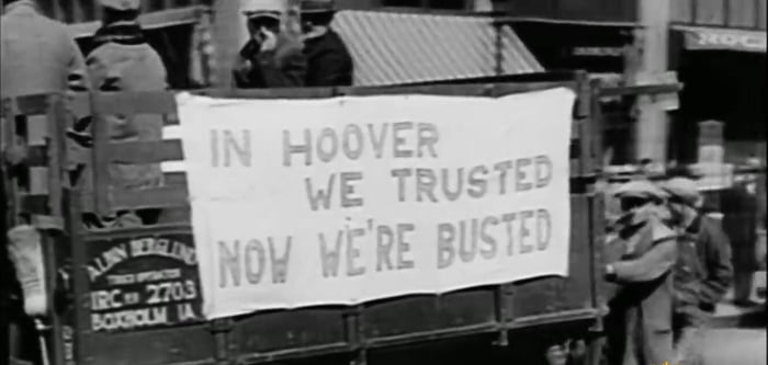 “In Hoover we trusted, now we’re busted.” Early Great Depression under ...