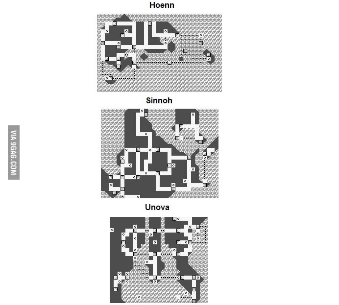 Oldschool styled gen iii to v pokemon town maps - 9GAG