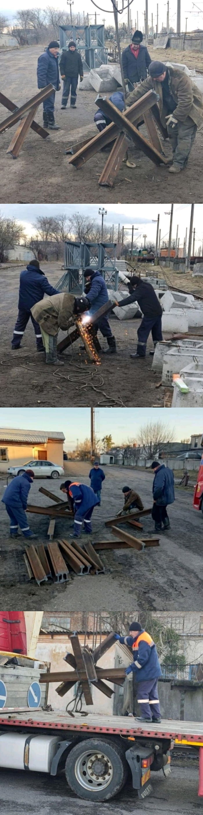 Steelworkers in Volyn Oblast are making hedgehogs to block the Russian ...
