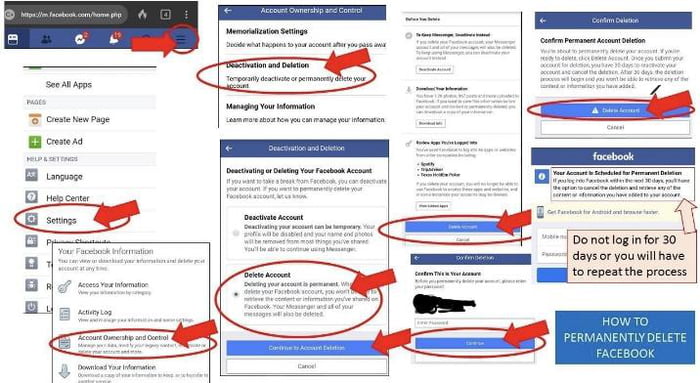 The process of deleting Facebook. - 9GAG
