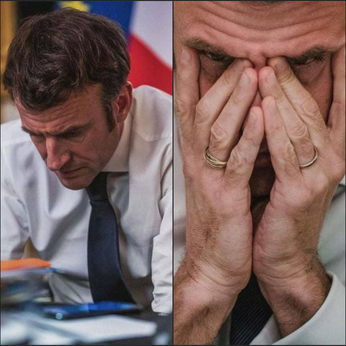 French president Francois Macron face expressions after finishing ...
