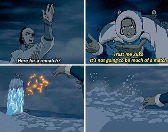 *HERE FOR A REMATCH?" *he asked the waterbender while standing on a ...