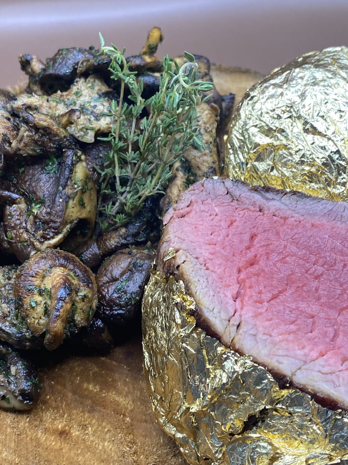 We made some gold covered steak today - 9GAG