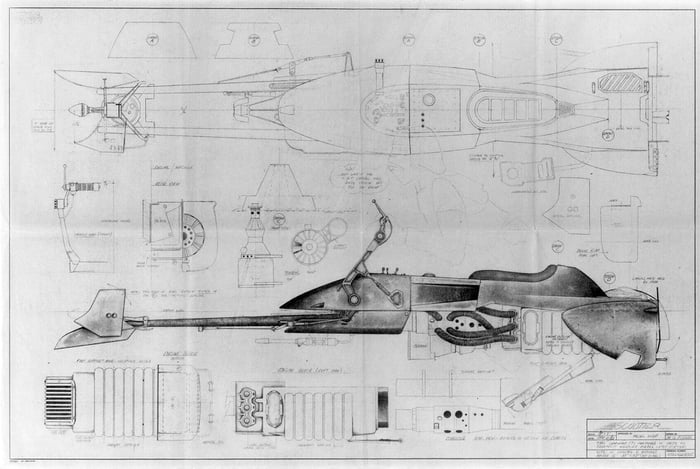 ROTJ Speeder Bike modelshop technical drawing - 9GAG