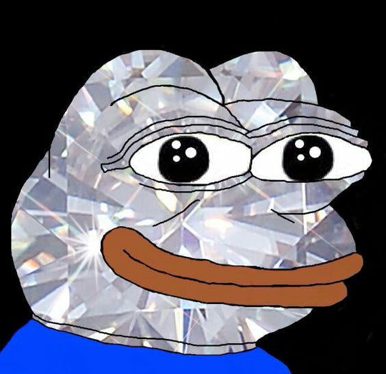 This is the rare Diamond Pepe.It only appears once every pepe cycle ...