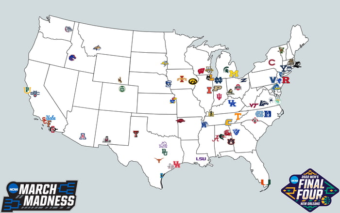 2022 March Madness Teams Map - 9GAG