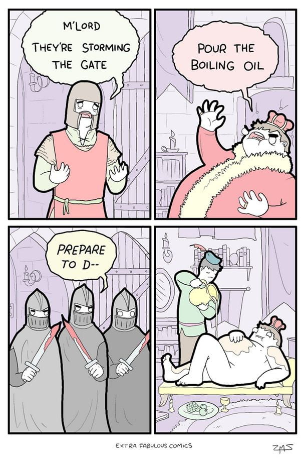 Oh noo the boiling oil - 9GAG